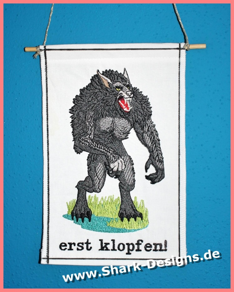 Embroidery file werewolf in 9 spooky sizes