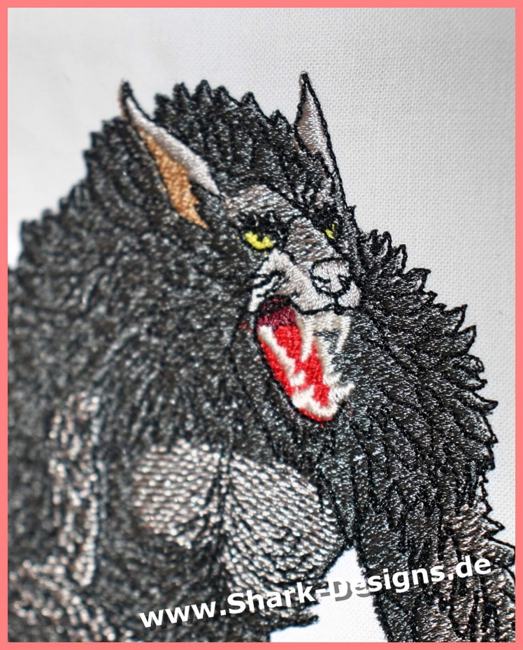 Embroidery file werewolf in 9 spooky sizes
