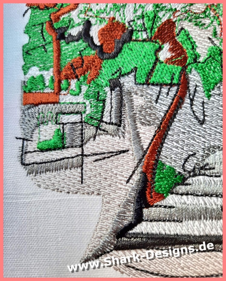 Stickdatei Haus am Berg in 8 Größen