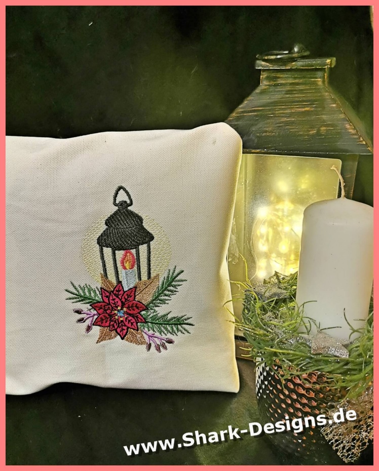 Embroidery motif Christmas lantern in 7 cozy sizes