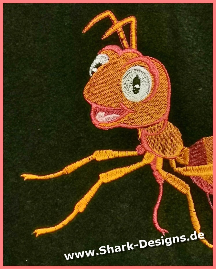 Embroidery file ant in 6 working sizes