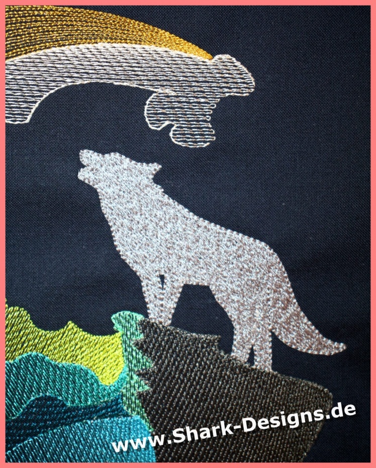 Stickdatei Wolf 5 in 6 Naturgrößen