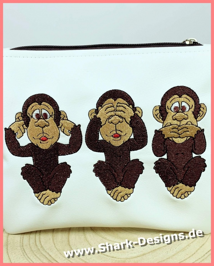 Embroidery file 3 monkeys in 8 clever sizes