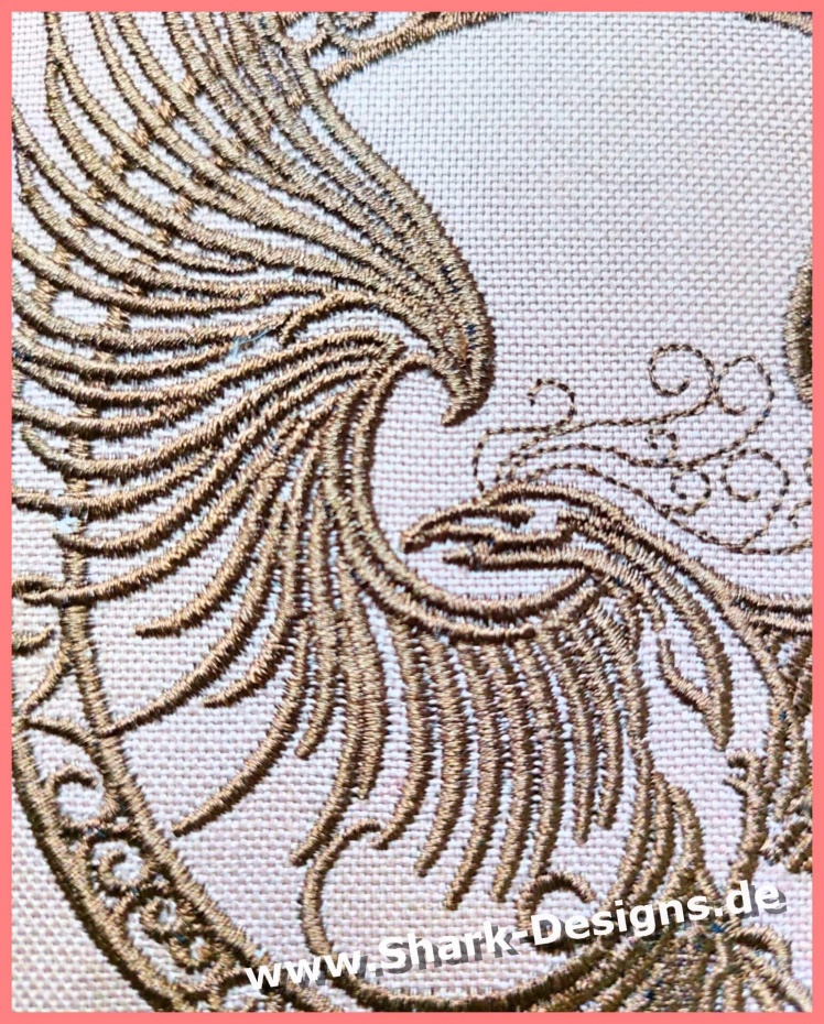 Embroidery file Phoenix in 7 radiant sizes