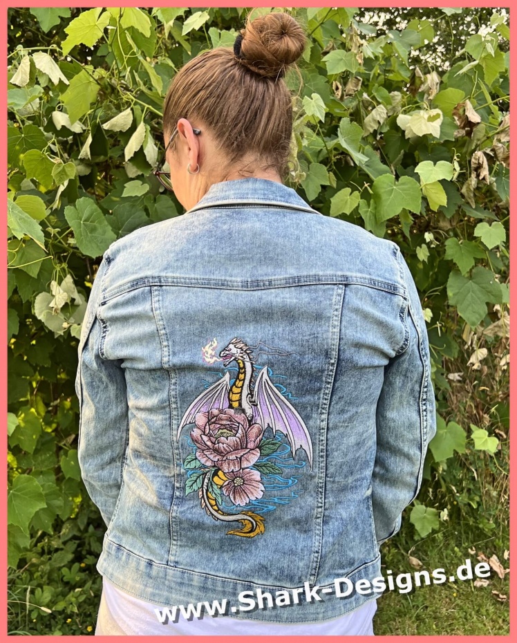 Flower Dragon embroidery file in 8 wonderful sizes