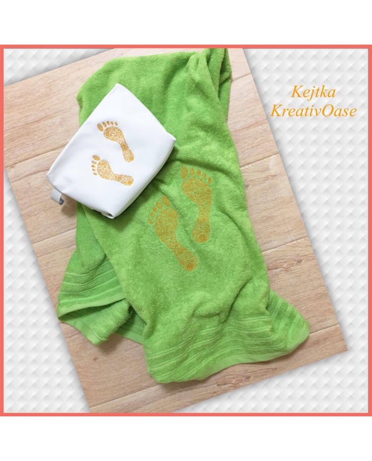 Embroidery Design Flowery Footprints in 3 Sizes, beach, nature, flower