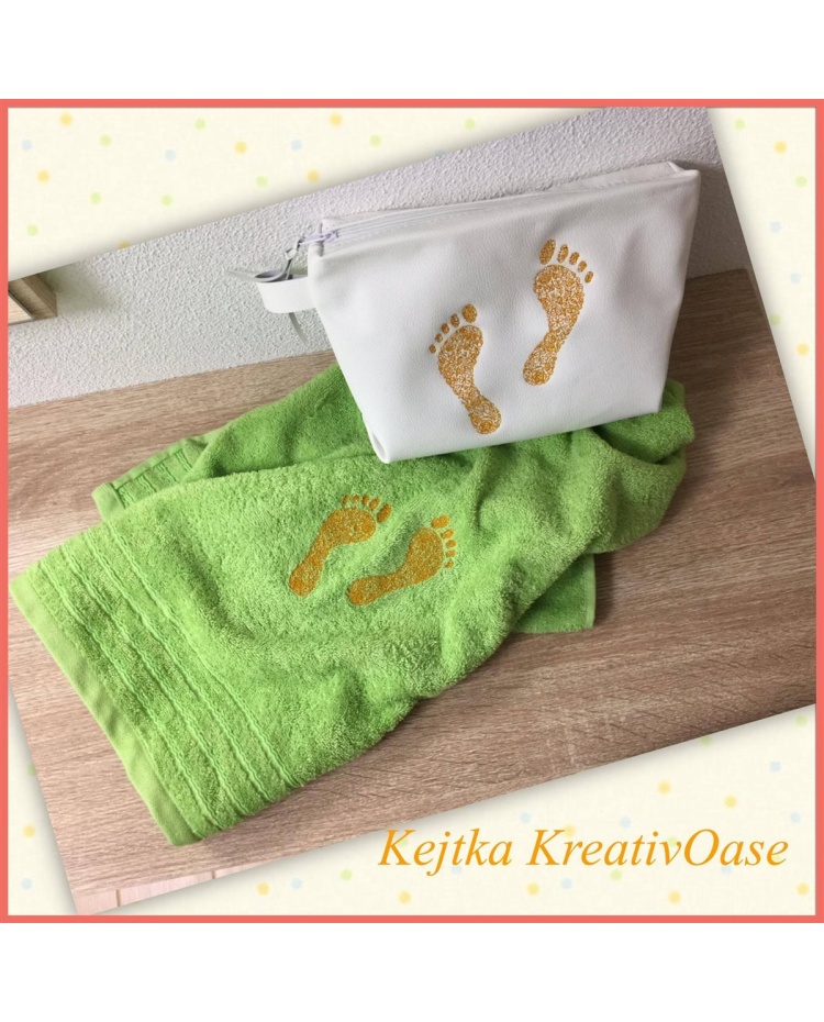 Embroidery Design Flowery Footprints in 3 Sizes, beach, nature, flower