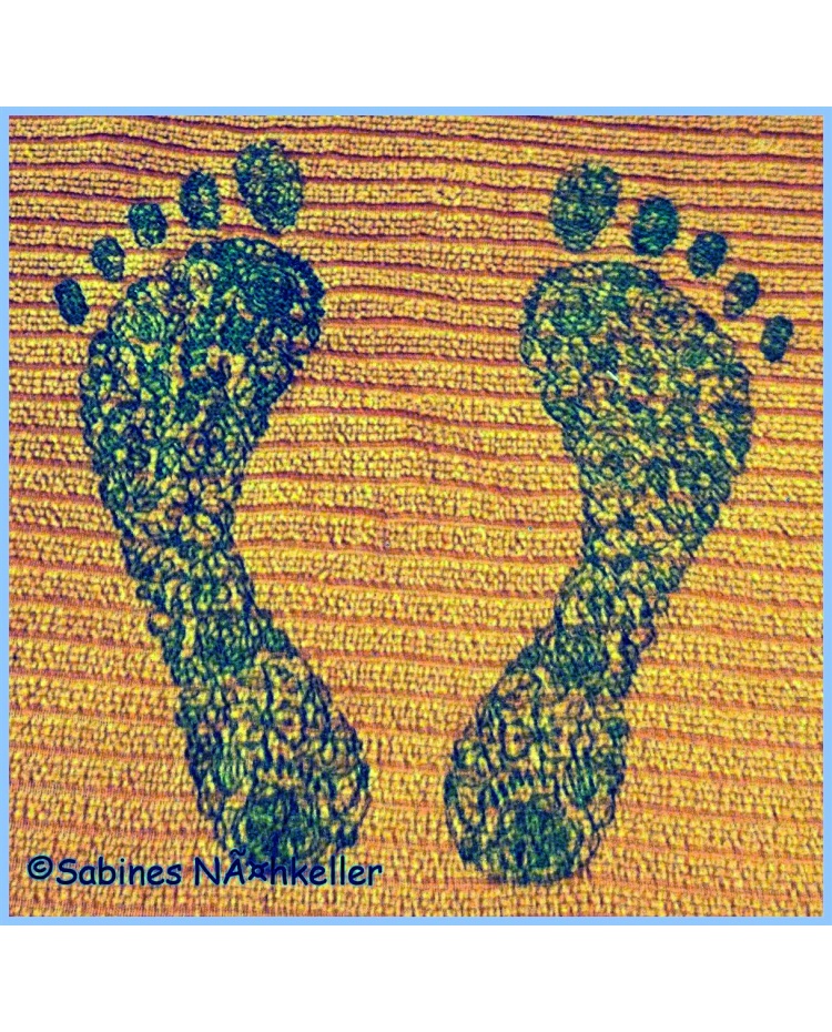 Embroidery Design Flowery Footprints in 3 Sizes, beach, nature, flower