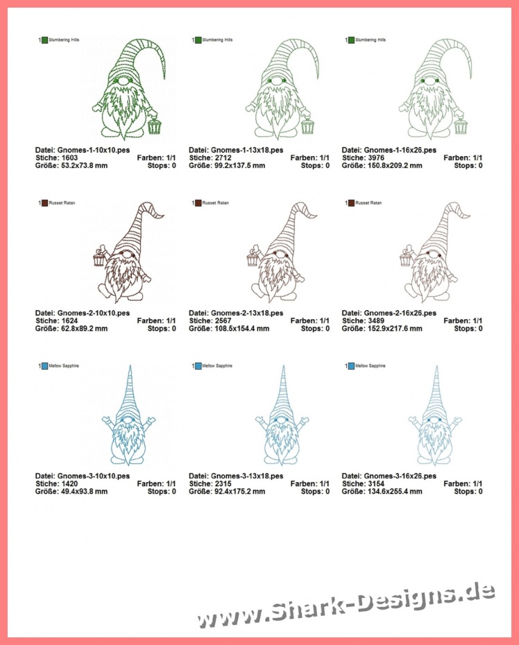 Stickdateien Set Gnome Lines - quick and easy