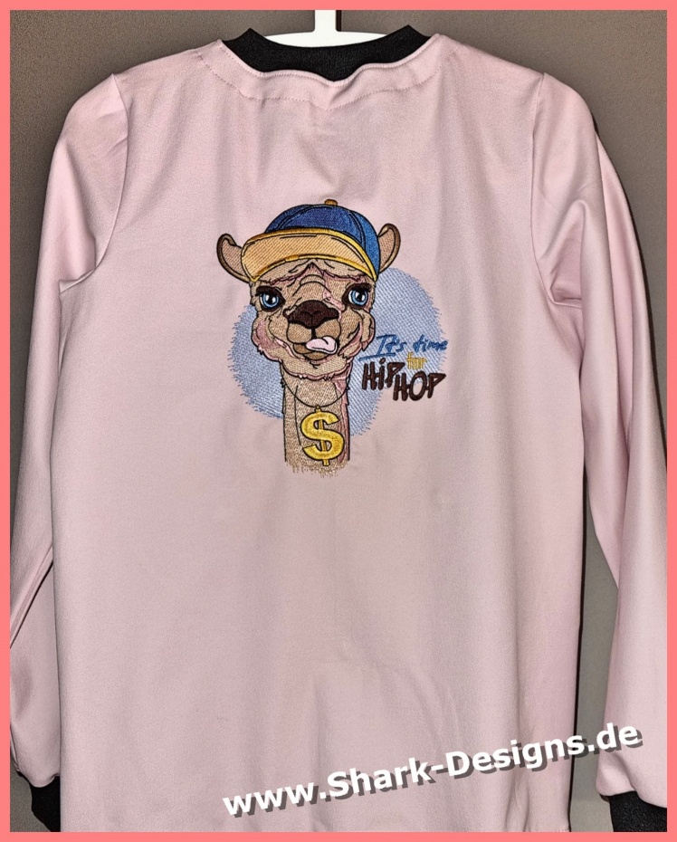 Embroidery file hip hop llama in 6 cheeky sizes