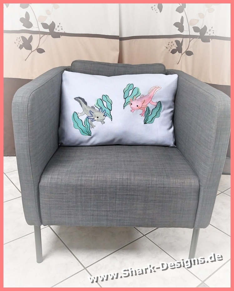 Stickdatei Axolotl in 6 lurchigen Größen