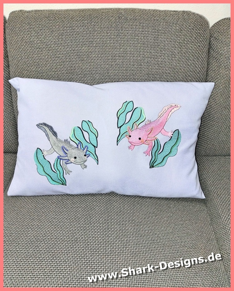 Stickdatei Axolotl in 6 lurchigen Größen