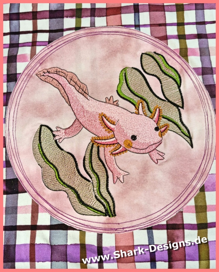 Stickdatei Axolotl in 6 lurchigen Größen