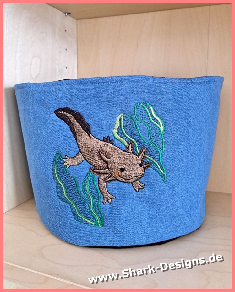 Stickdatei Axolotl in 6 lurchigen Größen