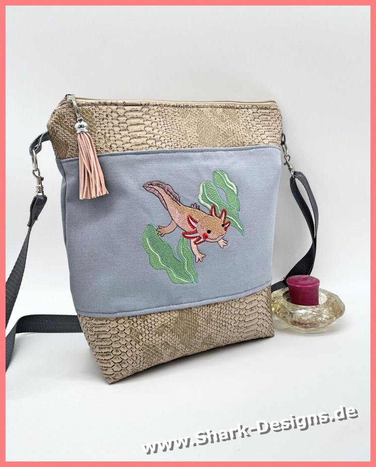 Stickdatei Axolotl in 6 lurchigen Größen