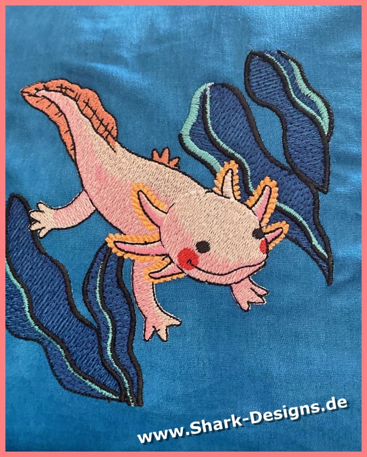 Stickdatei Axolotl in 6 lurchigen Größen