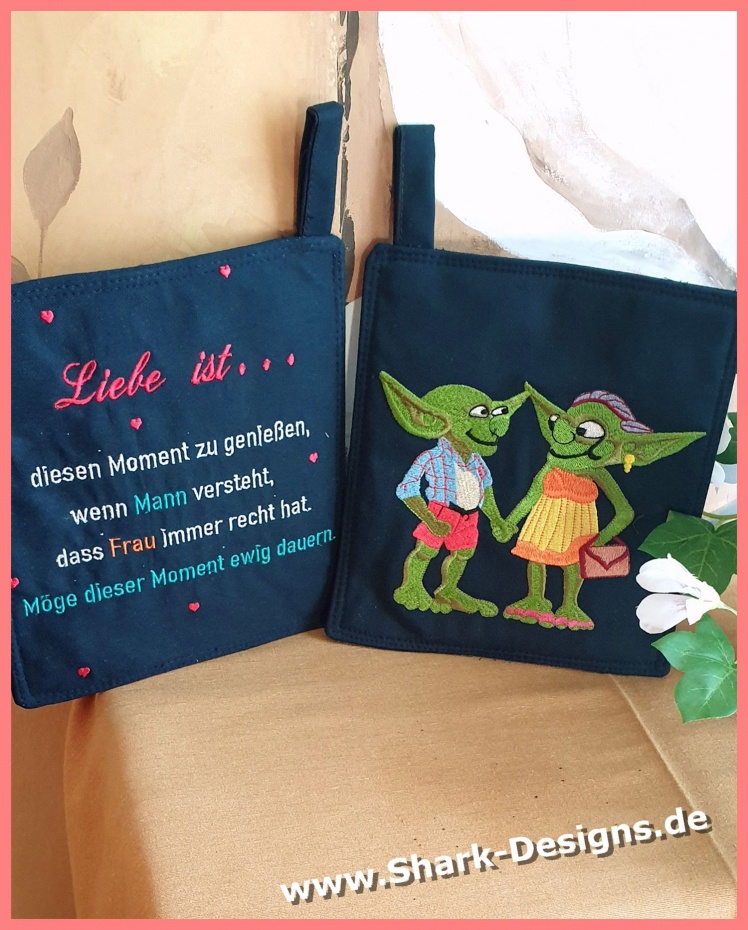 Embroidery file Goblin couple in 7 very much in love sizes
