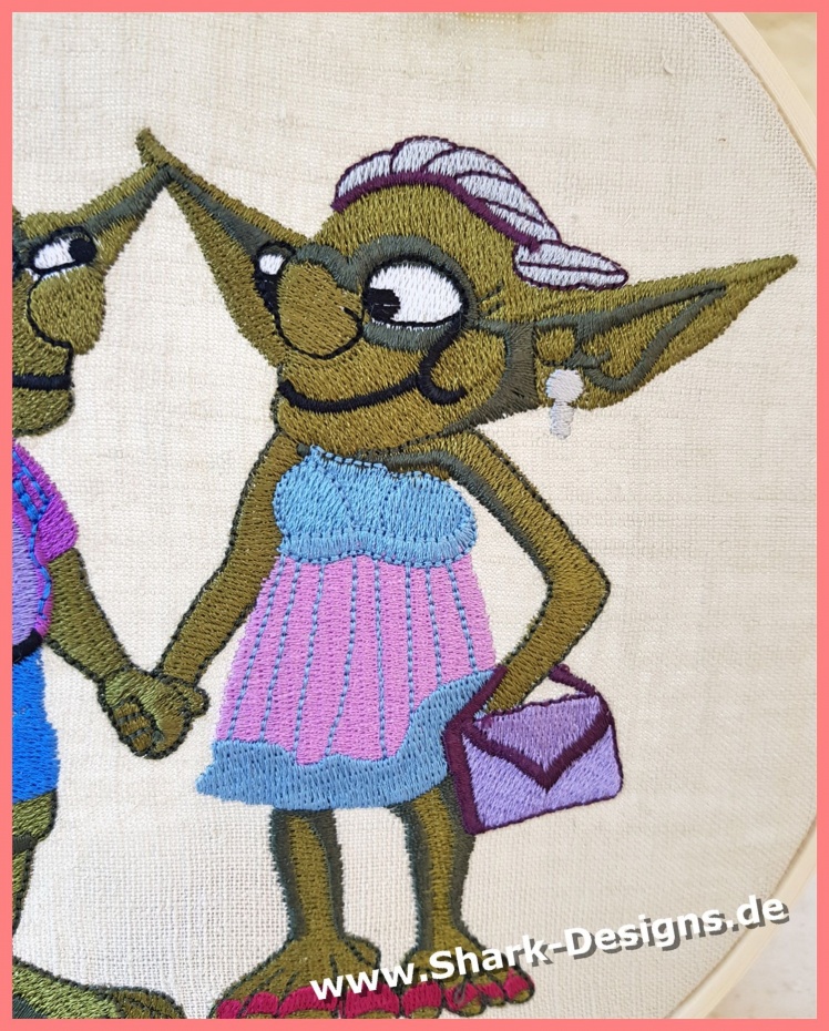 Embroidery file Goblin couple in 7 very much in love sizes