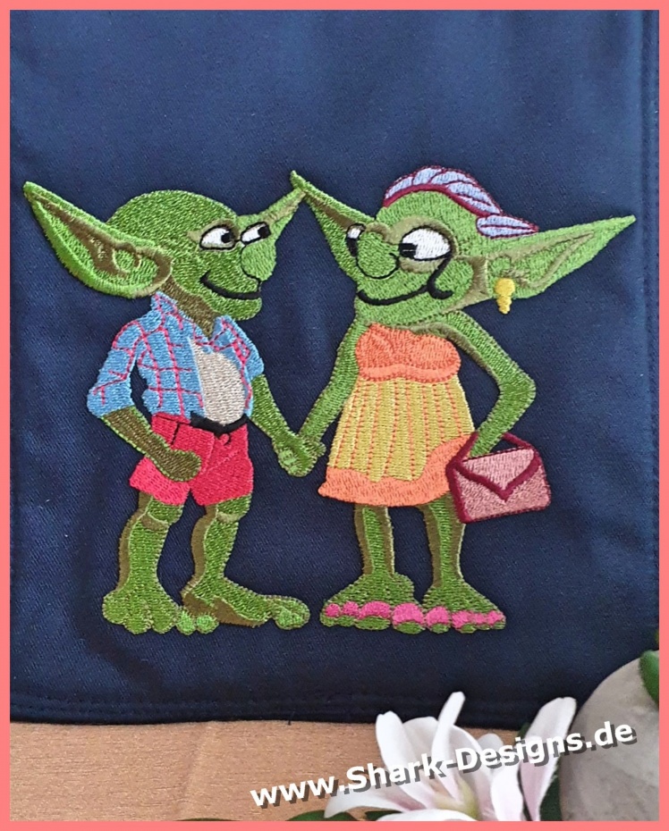 Embroidery file Goblin couple in 7 very much in love sizes