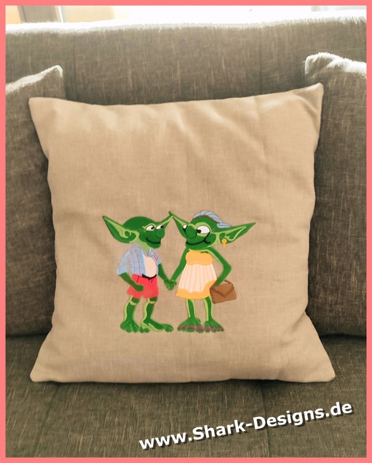 Embroidery file Goblin couple in 7 very much in love sizes