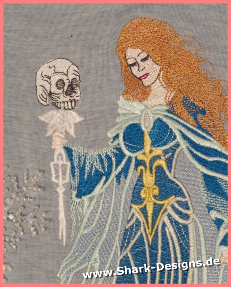 Embroidery file Ice Angel in 6 winter cold sizes