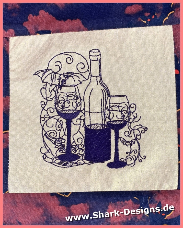Embroidery file wine in 7 blood red sizes