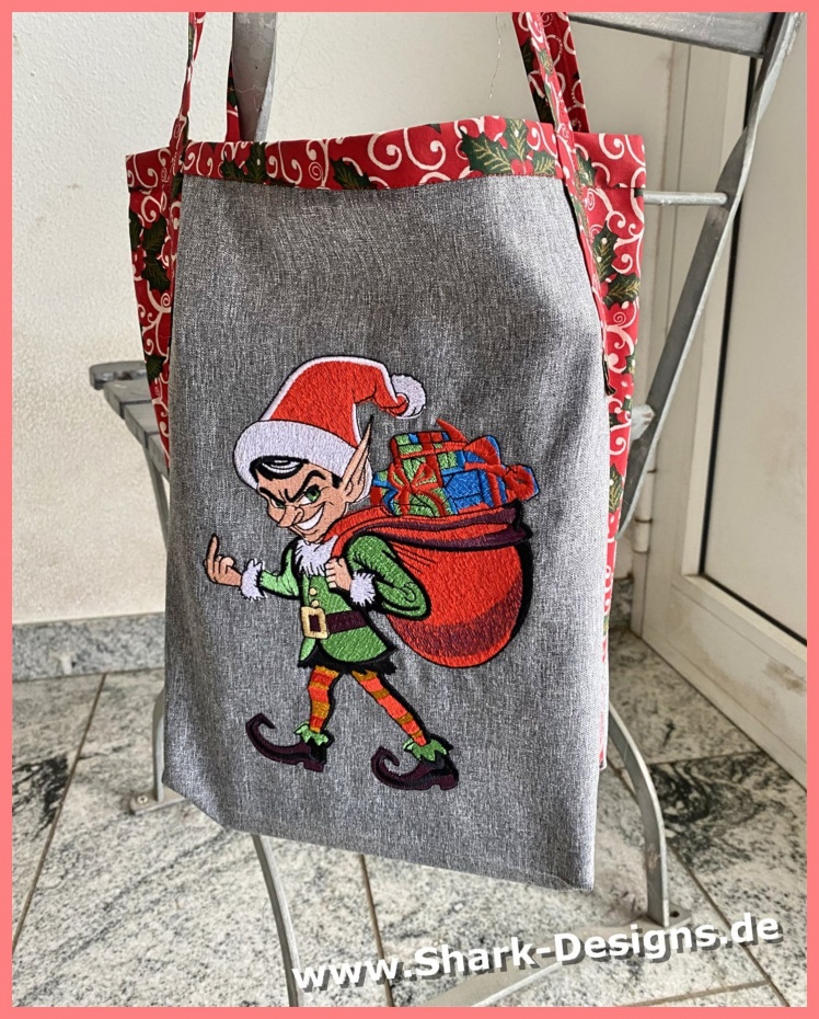 Evil Elf embroidery file in 8 cheeky sizes