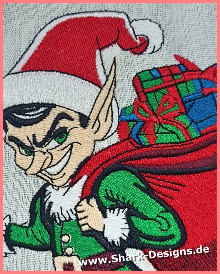 Evil Elf embroidery file in 8 cheeky sizes