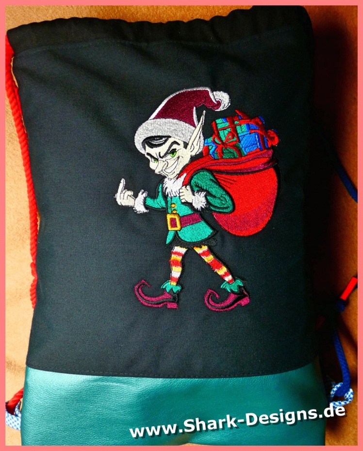 Evil Elf embroidery file in 8 cheeky sizes
