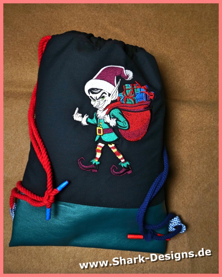 Evil Elf embroidery file in 8 cheeky sizes