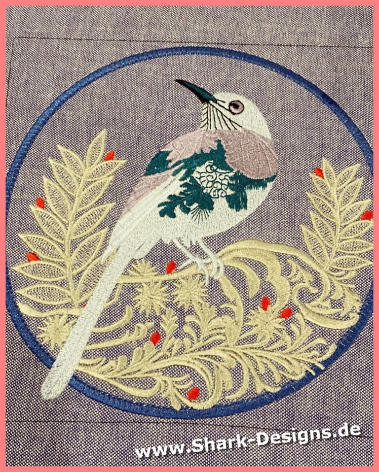 Winter bird embroidery file in 6 wonderful sizes