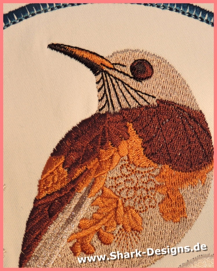 Winter bird embroidery file in 6 wonderful sizes