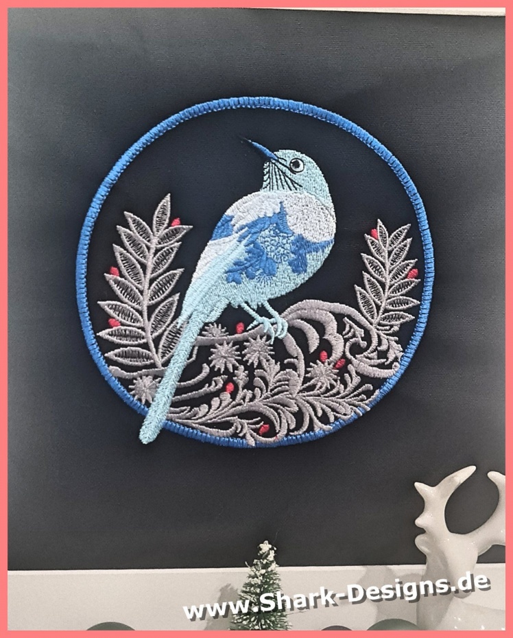 Winter bird embroidery file in 6 wonderful sizes