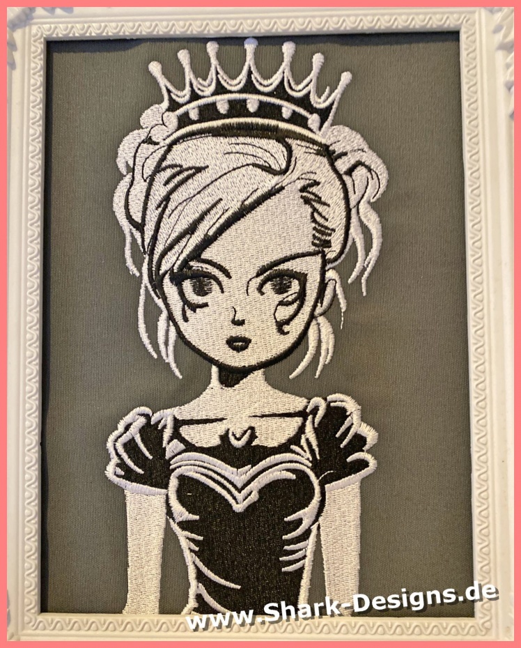 Gothic Girl embroidery file in 8 simple sizes