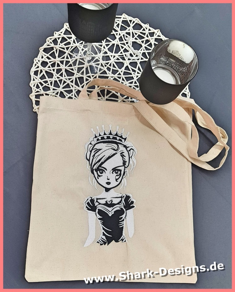 Gothic Girl embroidery file in 8 simple sizes