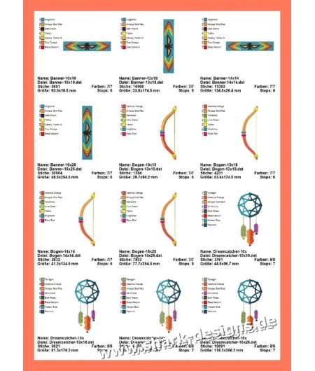 Embroidery Design Native American set 14 motifs in different sizes