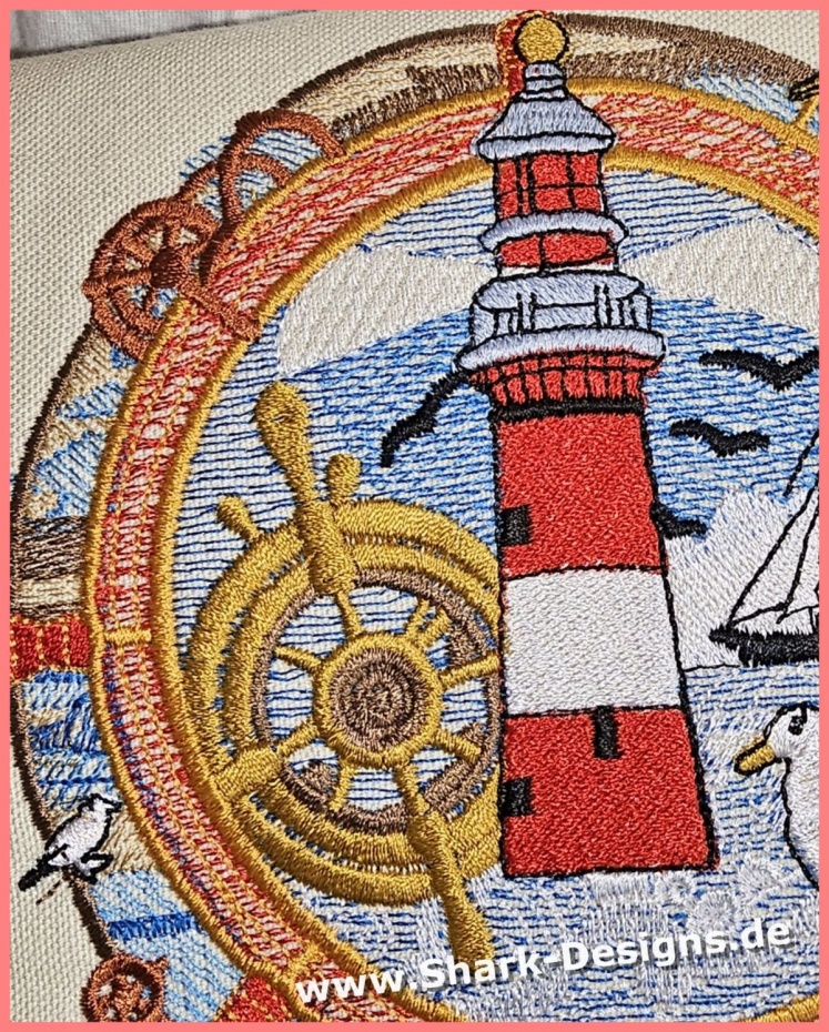 Stickdatei Leuchtturm 3 in 7 maritimen Größen