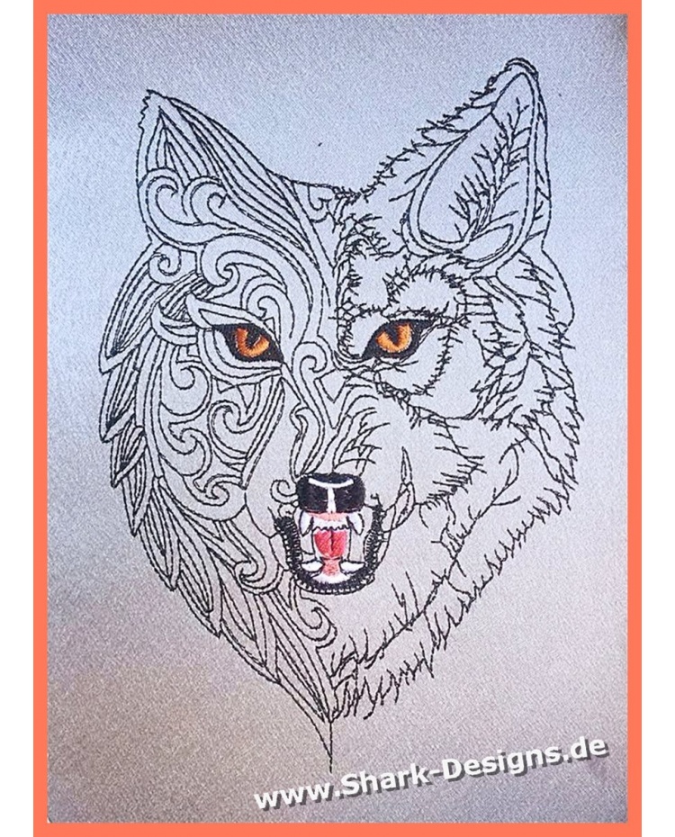 Stickdatei Wolf-4 in 9 Größen - 2 Varianten, spirit, Natur, Ethno