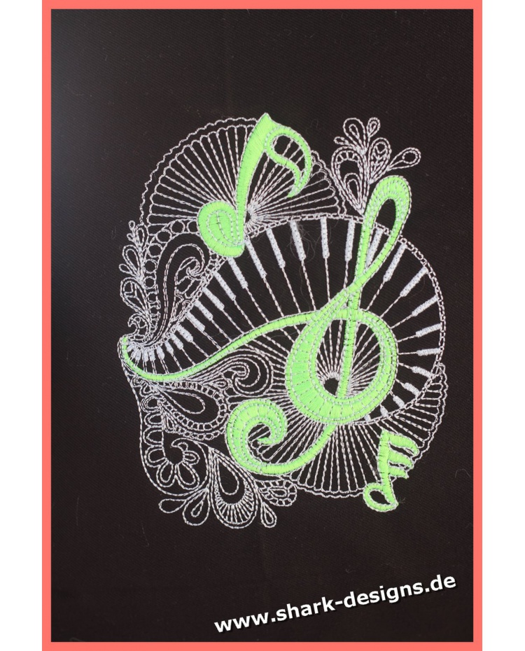 Embroidery Design La Musica in 5 Sizes, Musik note, Clef, music, piano