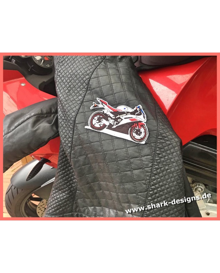 Embroidery file Bike-3, motorcycle in 7 sizes, here the sporty version