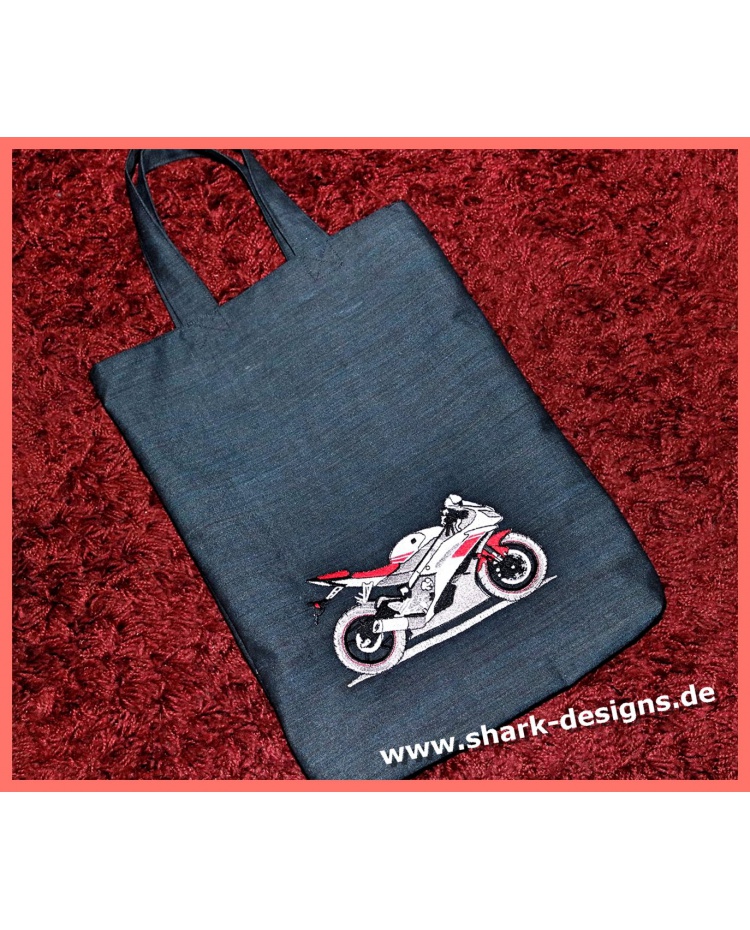 Embroidery file Bike-3, motorcycle in 7 sizes, here the sporty version