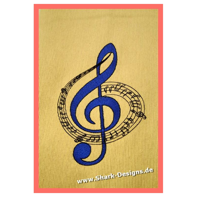 Embroidery Treble Clef in 9 Sizes, Music Embroidery - Shark-Designs