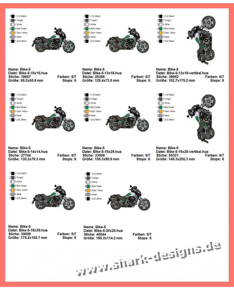 Embroidery file Bike 5, motorcycle of the top class!
