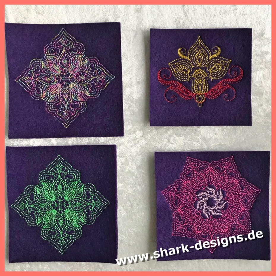 Embroidery files Set Tangle Flowers in 5 sizes