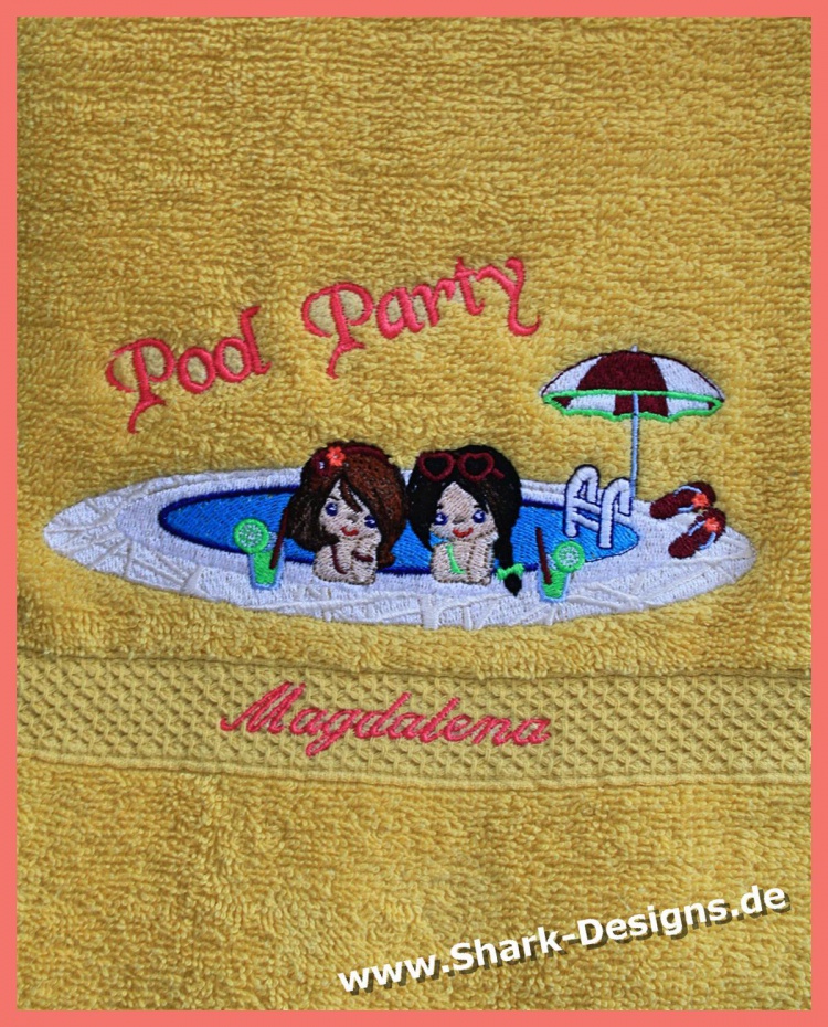 Embroidery file Pool Party in 6 sizes, just right for the hot summer