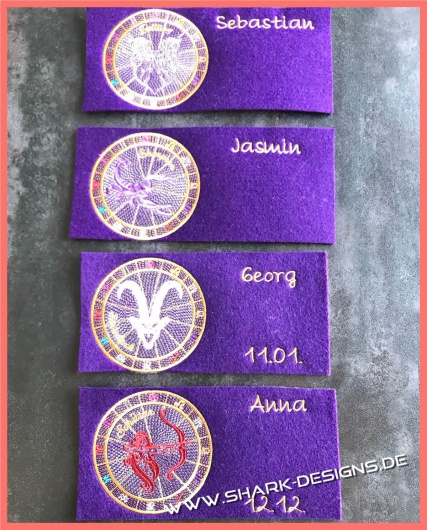 Zodiaks, die 12 Tierkreiszeichen, zwei Variatianten in der Größe 10x10