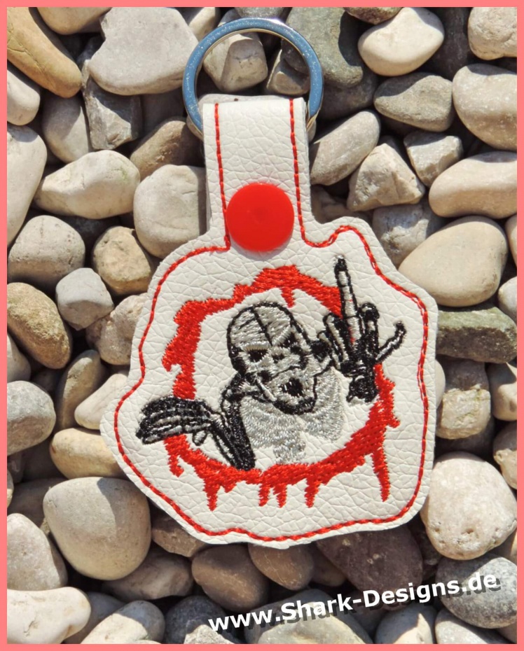 Embroidery file Cheeky Skull, in 5 sizes with extra text