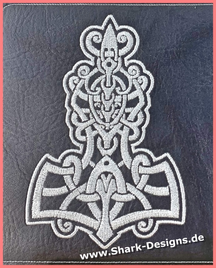 Thors Hammer, the embroidery file in 8 male sizes