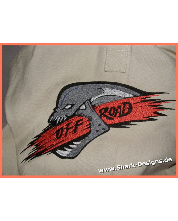 Embroidery file Offroad Skull in 9 Sizes, tempo, car, race, street