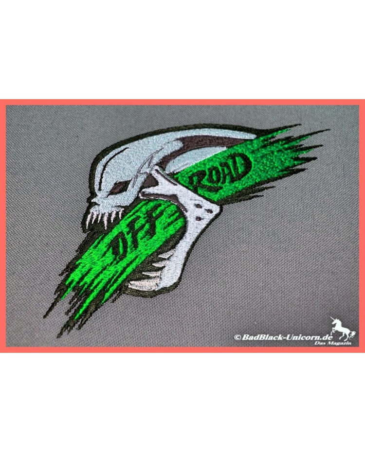 Embroidery file Offroad Skull in 9 Sizes, tempo, car, race, street